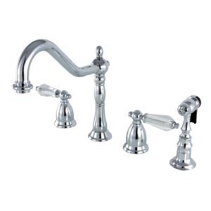 kingston brass ks1791wllbs wilshire widespread kitchen faucet, 8-1/2" in spout reach, polished chrome