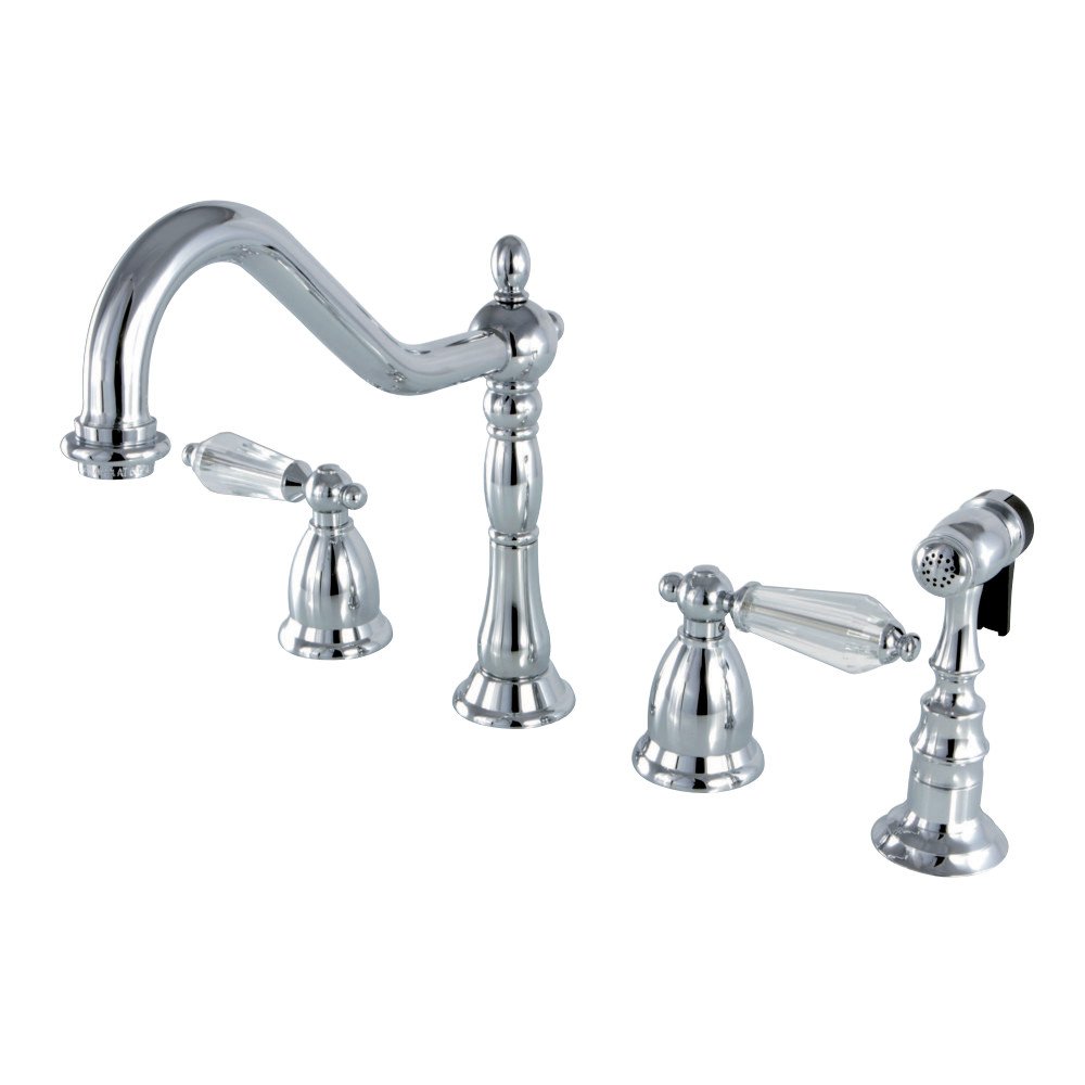 Kingston Brass KS1791WLLBS Wilshire Widespread Kitchen Faucet, 8-1/2" in Spout Reach, Polished Chrome