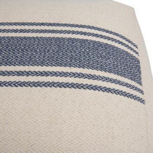 Cream Pouf with Blue Stripes