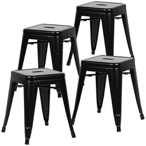 edgemod trattoria 18 inch metal side dining chair and bar stool in black (set of 4)