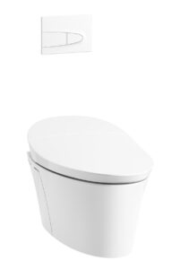 kohler 5402-0 veil smart toilet with auto open & close, one-piece wall-hung elongated intelligent bidet toilet with heated seat and dual-flush, white