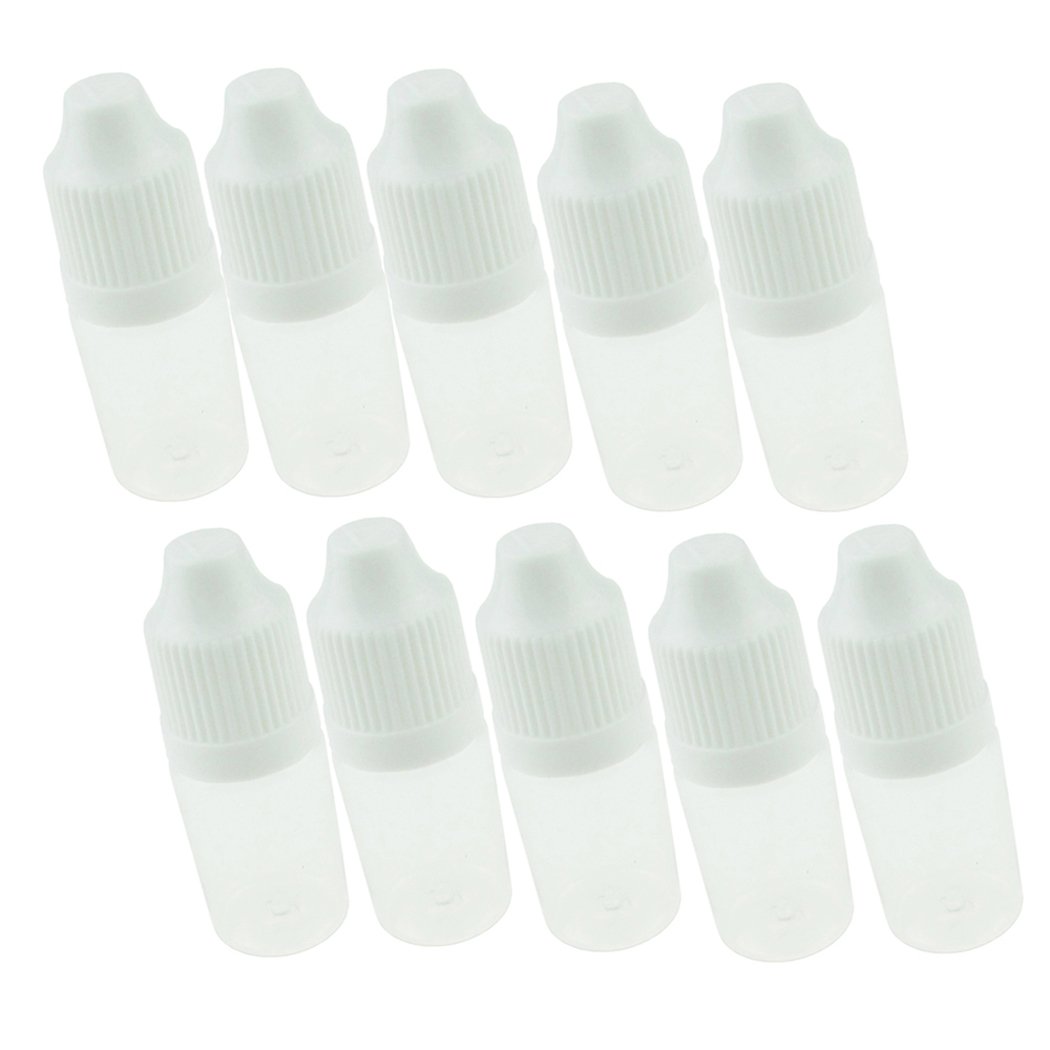 Newzoll 5 ml Empty Plastic Dropper Clear Bottles Squeezable e-juice E-Liquid Childproof 10PCS White Cap