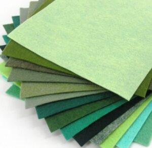 15 greens 9"x12" merino wool blend felt sheets collection - otr felt