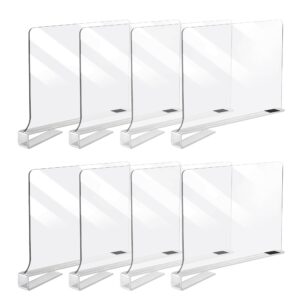 generic acrylic shelf dividers - 8pcs closet shelf divider organizer - adjustable separator clear dividers for shelves wooden, transparent