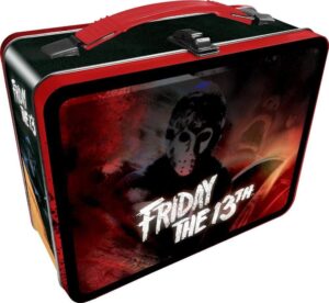 aquarius friday the 13th large fun box - sturdy tin storage box with plastic handle & embossed front cover - officially licensed friday the 13th merchandise & collectible