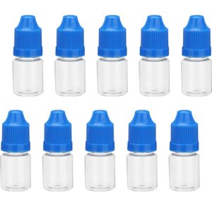 newzoll 5 ml empty plastic dropper clear bottles e-juice e-liquid childproof 10pcs blue cap