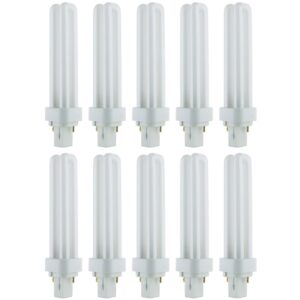 sunlite pld26/sp41k/10pk 4100k cool white fluorescent 26w pld double u-shaped twin tube cfl bulbs with 2-pin g24d-3 base (10 pack)