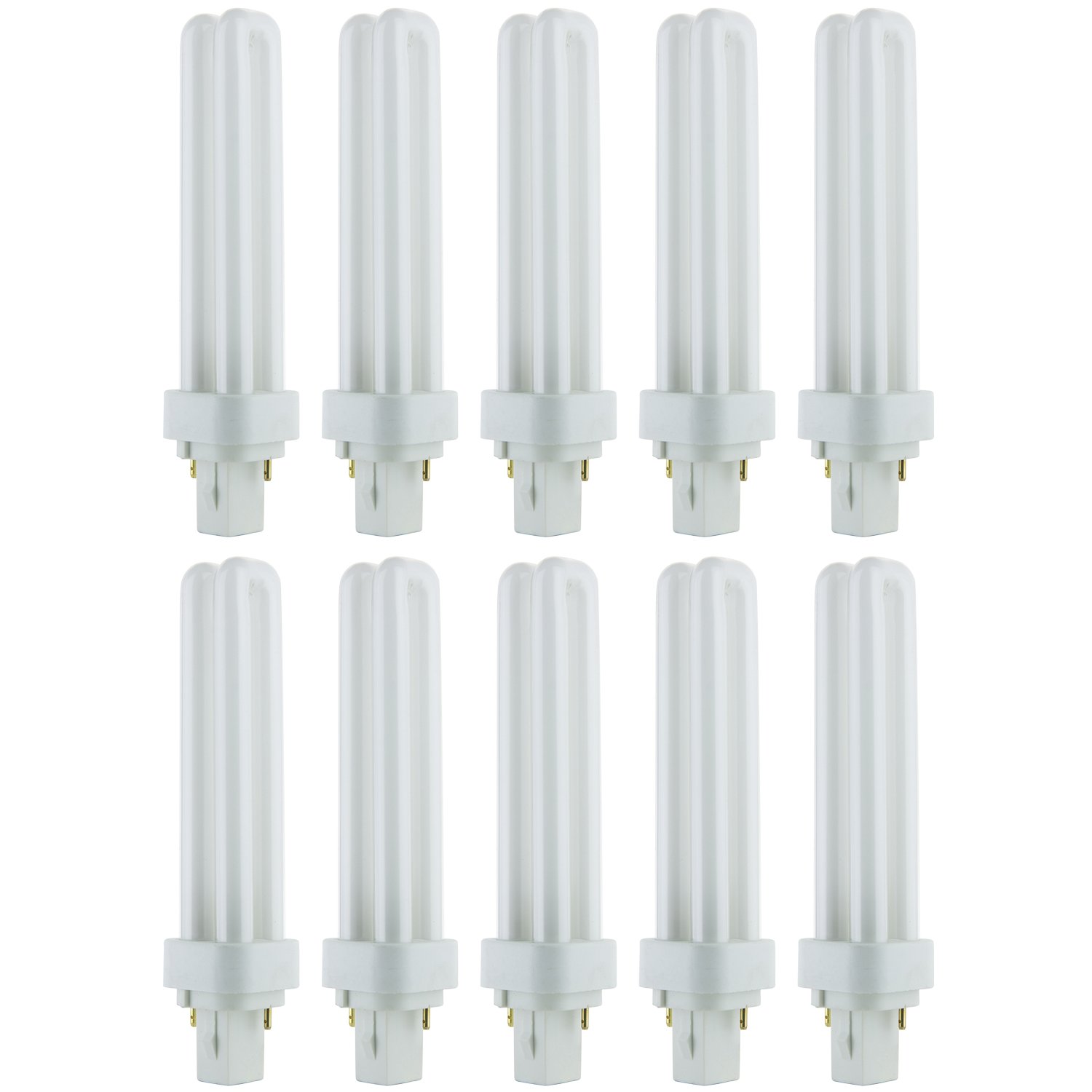 Sunlite PLD26/SP41K/10PK 4100K Cool White Fluorescent 26W PLD Double U-Shaped Twin Tube CFL Bulbs with 2-Pin G24D-3 Base (10 Pack)