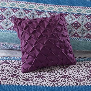 Intelligent Design Cozy Comforter Set Casual Boho Pieced Design, Modern All Season Bedding Set with Matching Sham, Decorative Pillow, Full/Queen, Joni Purple 5 Piece (ID10-1099)