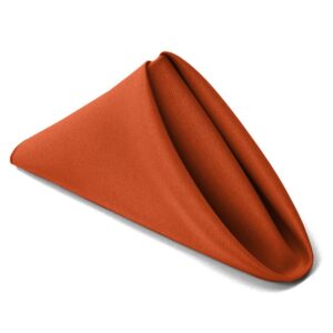 tablelinensforless 17"x17" polyester cloth napkins, set of 6 (burnt orange) | easy-care, no-iron finish, superior color retention, machine washable