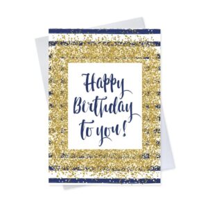 ceo cards - birthday greeting cards (golden confetti), 5x7 inches, 25 cards & 26 white envelopes (b1704)