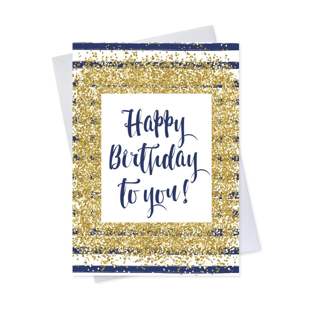 CEO Cards - Birthday Greeting Cards (Golden Confetti), 5x7 Inches, 25 Cards & 26 White Envelopes (B1704)