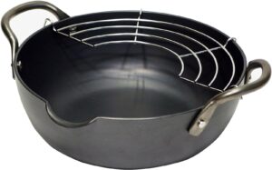 riverlight kyoku japan j1320 iron deep frying pot, small, 0.3 gal (1.5 l), iron nitride, ih compatible, rust resistant, made in japan