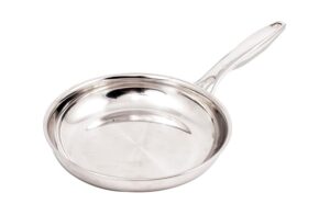 swiss diamond stainless steel 8 inch frying pan, premium clad induction skillet, dishwasher safe and oven safe