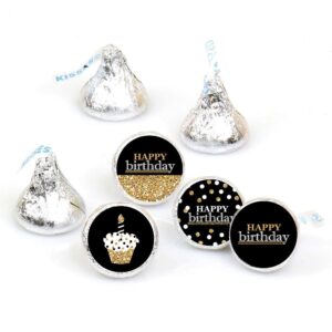 big dot of happiness adult happy birthday - gold - round candy sticker party favors - labels fit chocolate candy (1 sheet of 108)