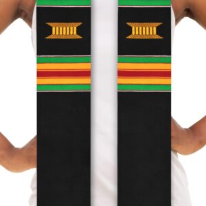 Ready to Customize Black Authentic Handwoven Kente Cloth Graduation Stole (DIY Black)