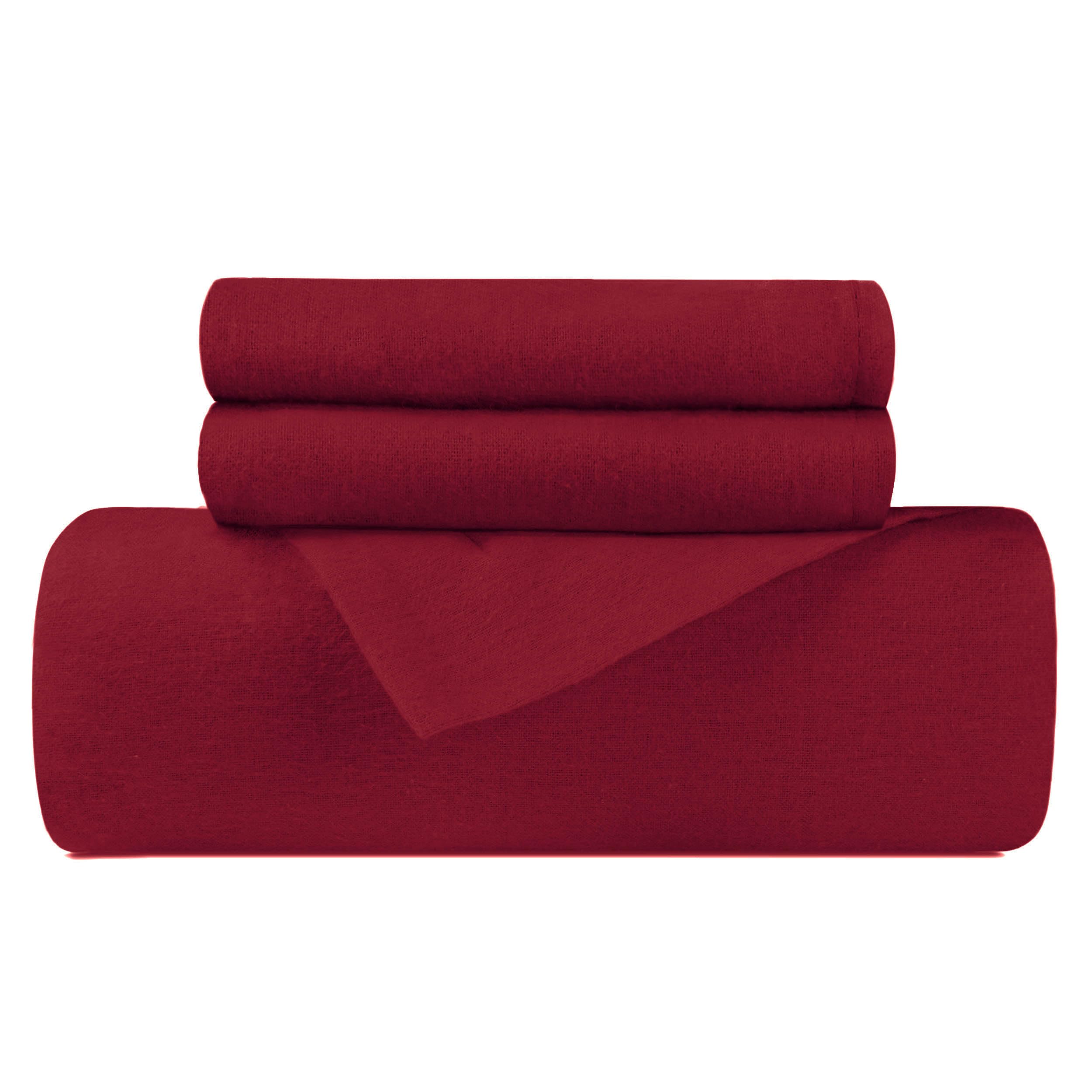 Superior Extra Soft All Season 100% Brushed Cotton Flannel Solid Bedding Duvet Cover Set - Burgundy, Twin Size