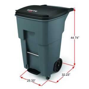 Rubbermaid Commercial Products BRUTE Step-On Rollout Waste/Utility Container with Casters, 65-gallon, Blue (1971976)