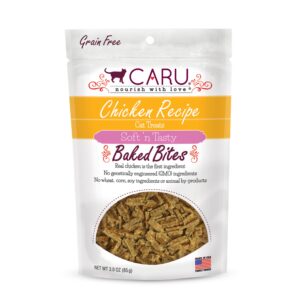 caru - soft ‘n tasty baked bites - chicken bites cat treats - flavorful all-natural treats - 3 oz.