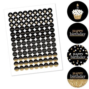 Big Dot of Happiness Adult Happy Birthday - Gold - Round Candy Sticker Party Favors - Labels Fit Chocolate Candy (1 Sheet of 108)