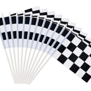 novelty place 12pcs checkered flags black and white racing stick flags - 8"x5.5" - decorations for kids' car theme birthday, race car party, sport events