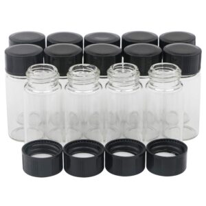 14pcs 5ml mini clear glass bottle vials and plastic cap small essential oil 1/6 oz small liquid sample vial leak-proof vial