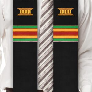 Ready to Customize Black Authentic Handwoven Kente Cloth Graduation Stole (DIY Black)