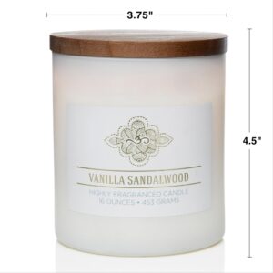 Vanilla Sandalwood Scented Jar Candle, Wellness Collection, Relaxing Aromatherapy Candle, 2 Wick White Jar Soy Blend Wax Candle for Home, 60hr Burn, 16 oz - USA Poured