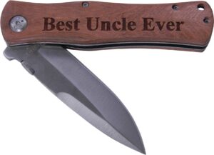 best uncle ever folding stainless steel pocket knife, (wood handle