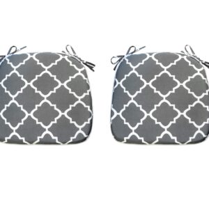 FBTS Prime Outdoor Seat Cushions Set of 2 Patio Chair Cushions with Ties 16x17 Inch Grey Geometry U-Shape Chair Pads for Outdoor Patio Furniture Garden Home Office