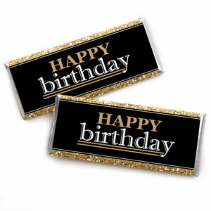 big dot of happiness adult happy birthday - gold - candy bar wrappers birthday party favors - set of 24