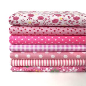 quilting fabric misscrafts 7pcs 50 x 50cm cotton fabric diy making supplies craft patchwork fabric bundle fat quarter pre-cut quilt squares for diy sewing scrapbooking (pink)