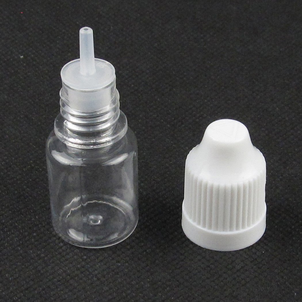 Newzoll 5 ml Empty Plastic Dropper Clear Bottles Squeezable e-juice E-Liquid Childproof 10PCS White Cap