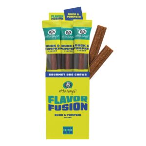 etta says! flavor fusion - all natural rawhide free chews for dogs 2oz chew - duck and pumpkin - made in the usa (12 count pack of 1)