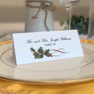 christmas and holiday holly swirl printable place cards, set of 60 (10 sheets), laser & inkjet printers - wedding, party, dinner, and special events - made in the usa