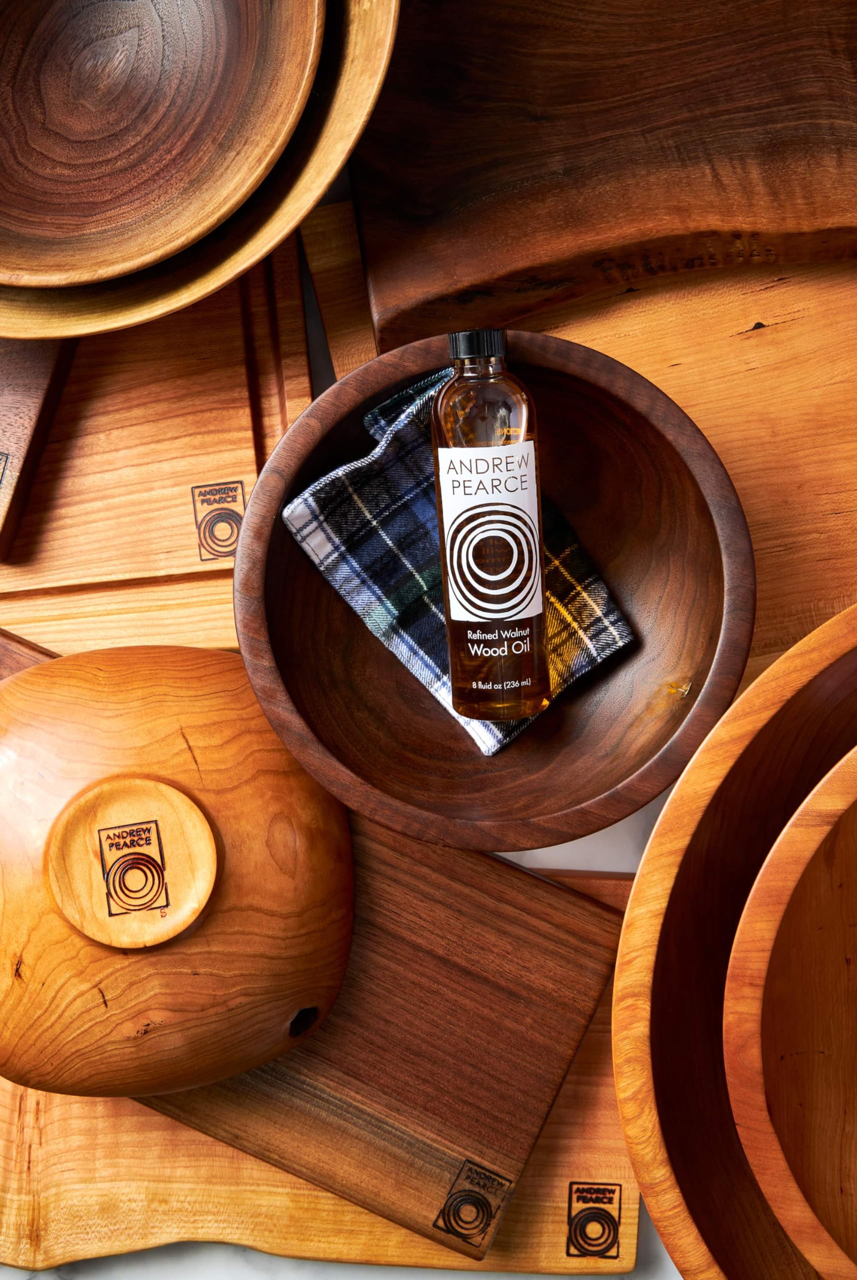 Andrew Pearce Premium Walnut Wood Oil Bowl Conditioner 8oz - Wooden Bowl and Cutting Board Oil