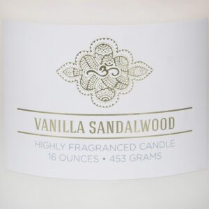 Vanilla Sandalwood Scented Jar Candle, Wellness Collection, Relaxing Aromatherapy Candle, 2 Wick White Jar Soy Blend Wax Candle for Home, 60hr Burn, 16 oz - USA Poured