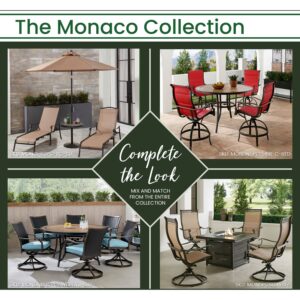 Hanover Monaco 7-Piece Patio Dining Set with 6 PVC Swivel Rockers and Tempered Glass Rectangular Dining Table, Rust and Weather Resistant Aluminum Outdoor Dining Set for 6