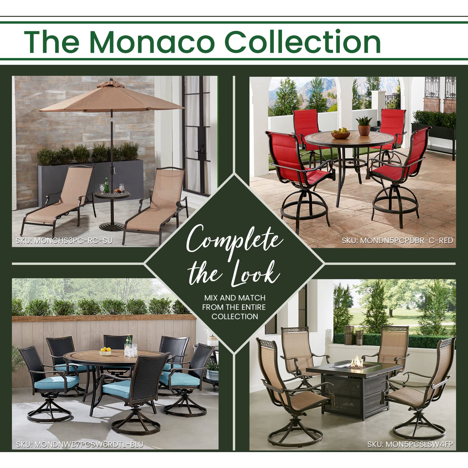 Hanover Monaco 7-Piece Patio Dining Set with 6 PVC Swivel Rockers and Tempered Glass Rectangular Dining Table, Rust and Weather Resistant Aluminum Outdoor Dining Set for 6