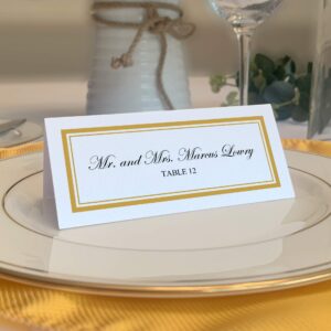 double line border printable place cards, gold (choose color), set of 60 (10 sheets), laser & inkjet printers - wedding, party, dinner, and special events - made in the usa