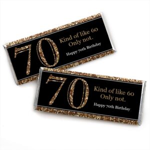 big dot of happiness adult 70th birthday - gold - candy bar wrappers birthday party favors - set of 24