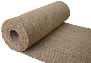 burlapper burlap roll, 12" x 10 yd, medium weight 10 oz jute fabric for table runner, banner, placemats, arts, crafts, sewing, wedding, baby shower, lawn and garden; natural edges (made in usa)