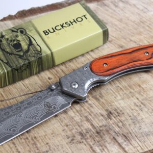 Wartech Buckshot Thumb Open Stainless Steel Handle with Inlay Classic Razor Pocket Knife (Black) … (DS)