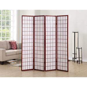 Roundhill Furniture Oriental Shoji 4 Panel Screen Room Divider, Natual