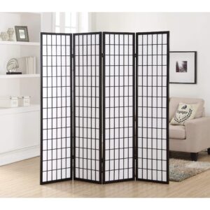 Roundhill Furniture Oriental Shoji 4 Panel Screen Room Divider, Natual