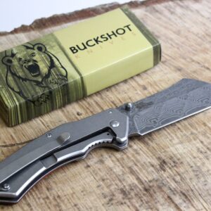 Wartech Buckshot Thumb Open Stainless Steel Handle with Inlay Classic Razor Pocket Knife (Black) … (DS)