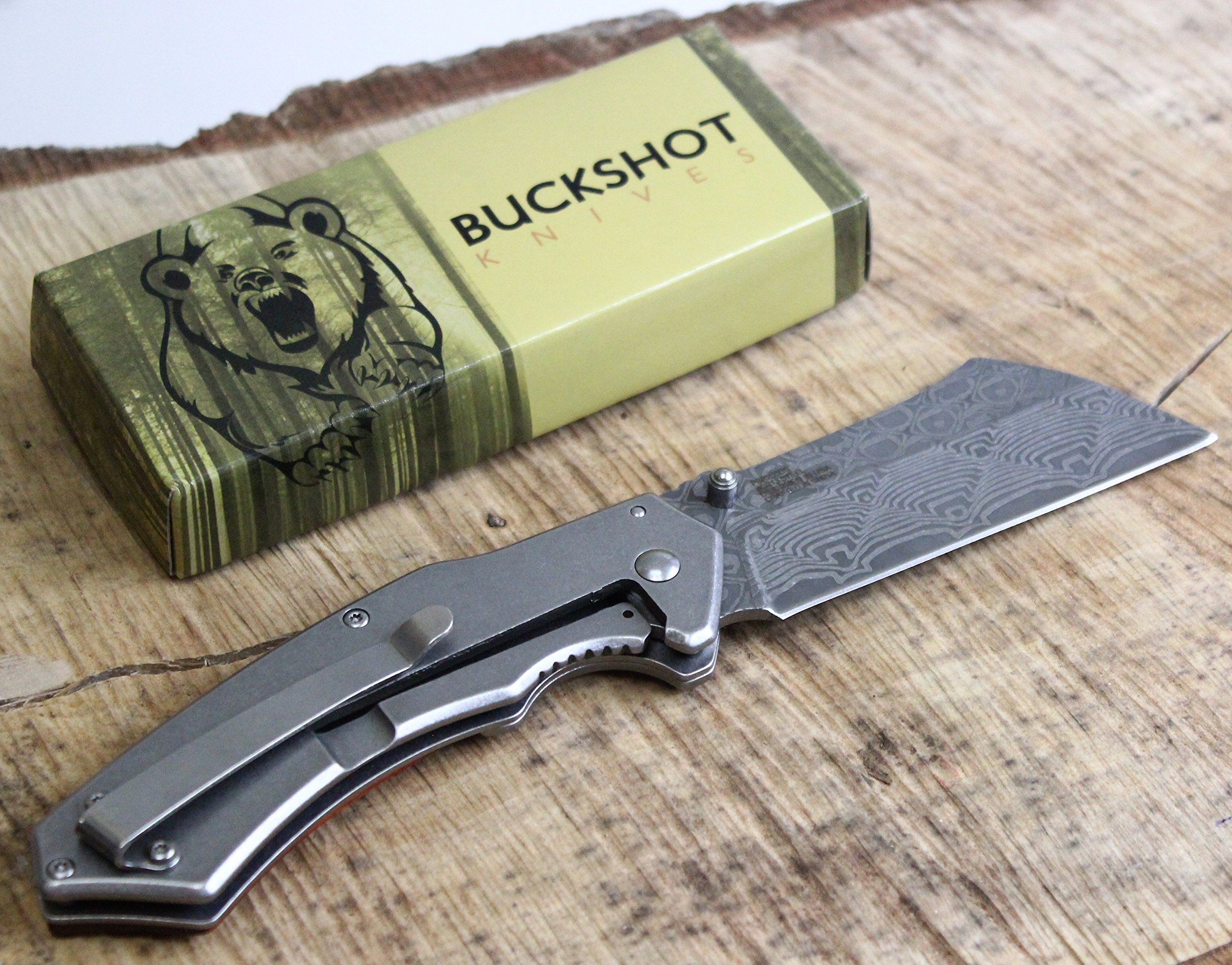 Wartech Buckshot Thumb Open Stainless Steel Handle with Inlay Classic Razor Pocket Knife (Black) … (DS)