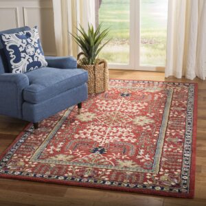 safavieh antiquity collection accent rug - 4' x 6', red & multi, handmade traditional oriental wool, ideal for high traffic areas in entryway, living room, bedroom (at64a)