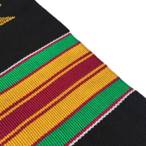 Ready to Customize Black Authentic Handwoven Kente Cloth Graduation Stole (DIY Black)