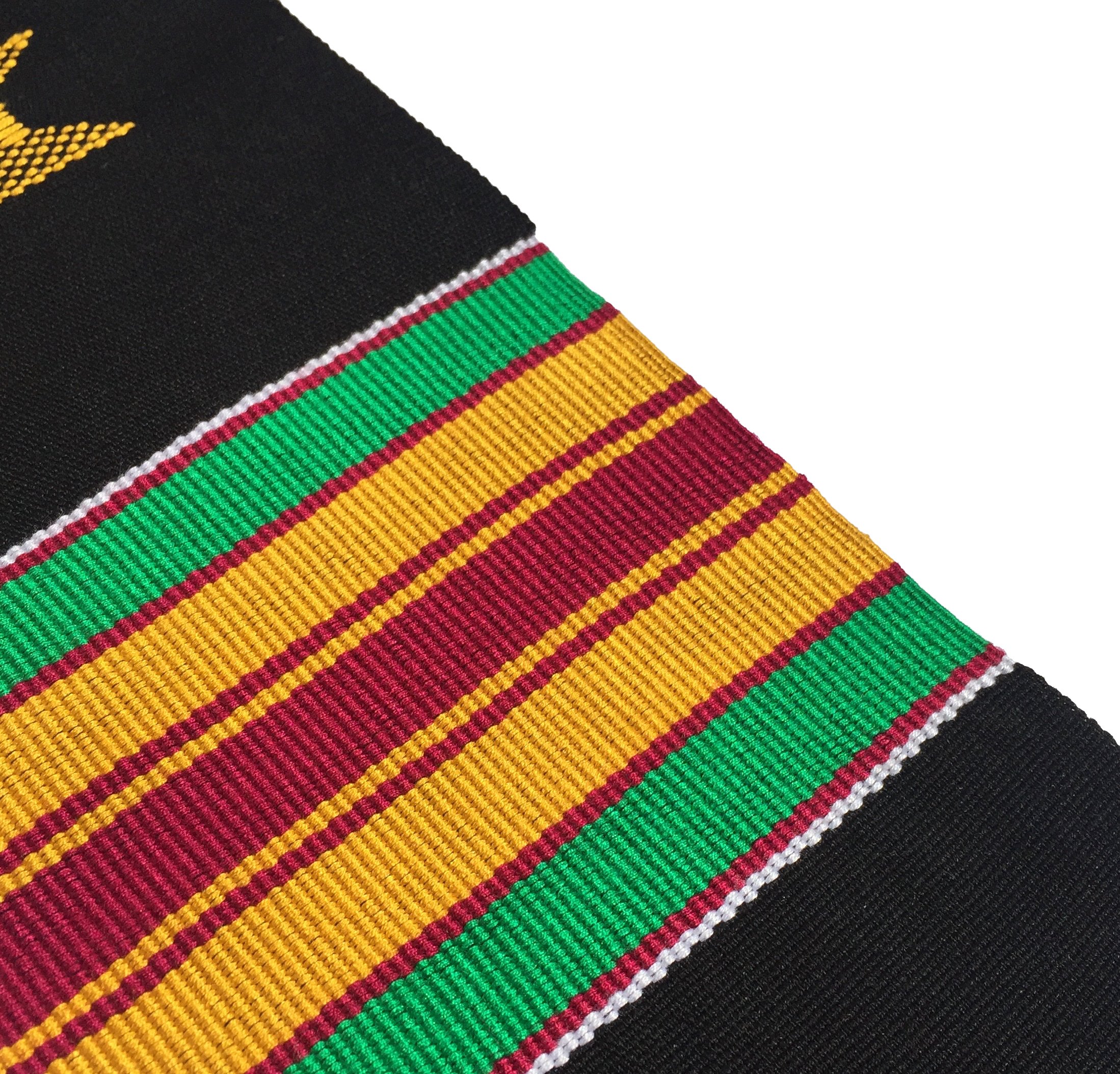 Ready to Customize Black Authentic Handwoven Kente Cloth Graduation Stole (DIY Black)